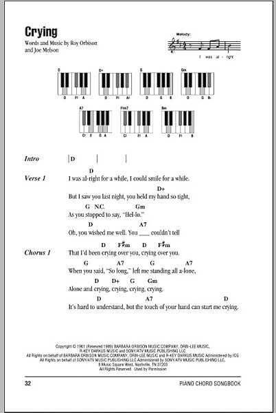 Crying - Piano Chords/Lyrics - Jonathan Sturgill