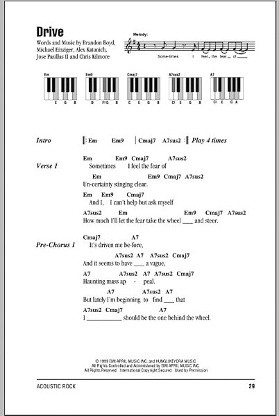 Drive - Piano Chords/Lyrics - Jonathan Sturgill
